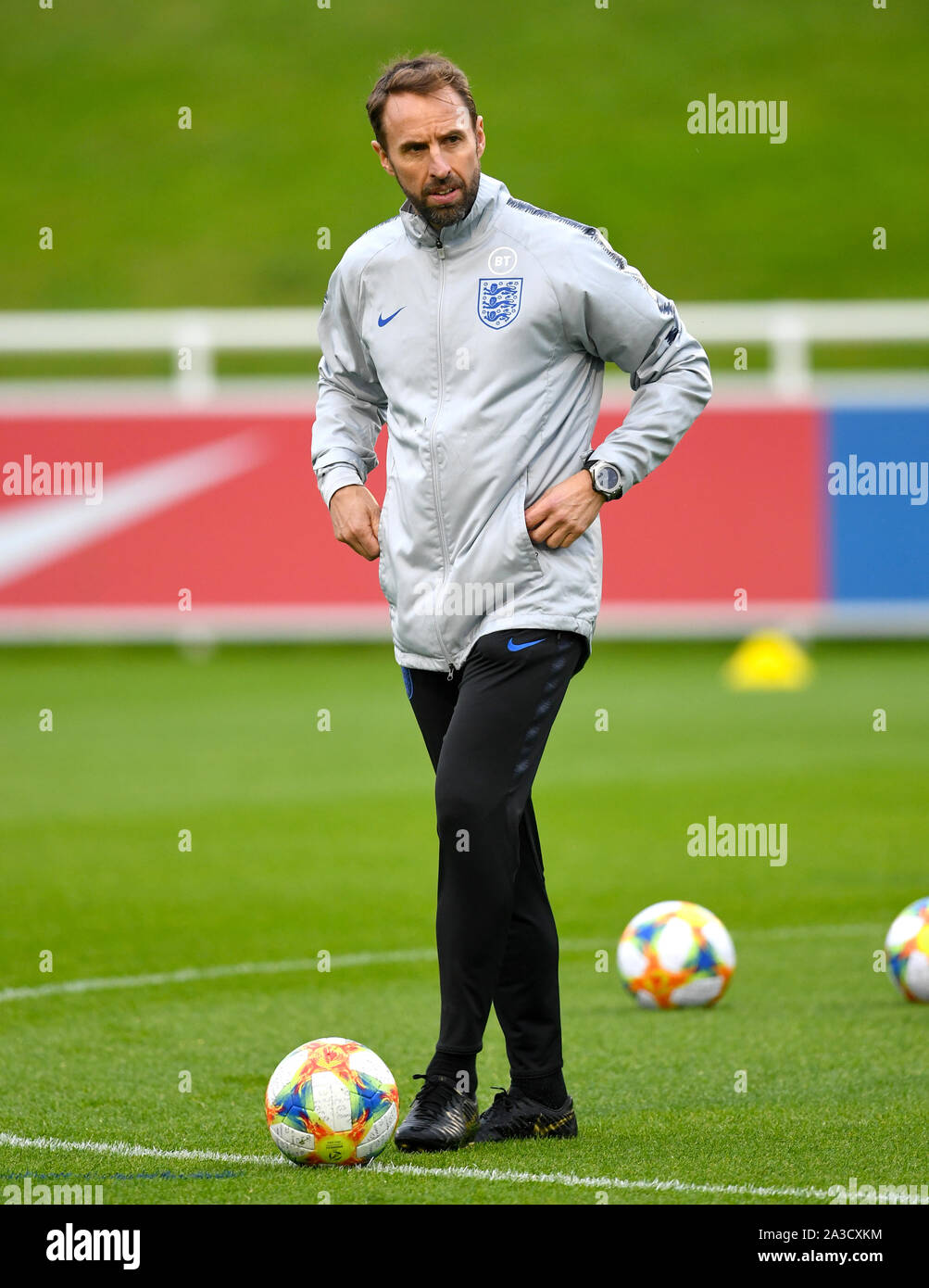 England Manager Gareth Southgate during the training session at St ...