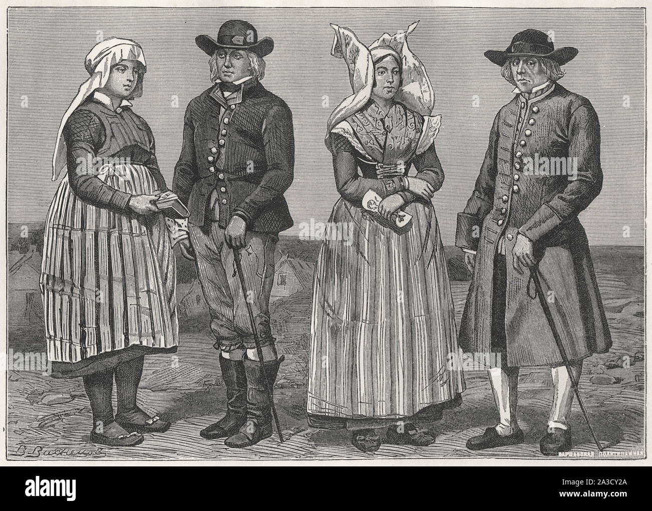 Drawings of Vasnetsov and Panov from the book: Life of European Peoples ...