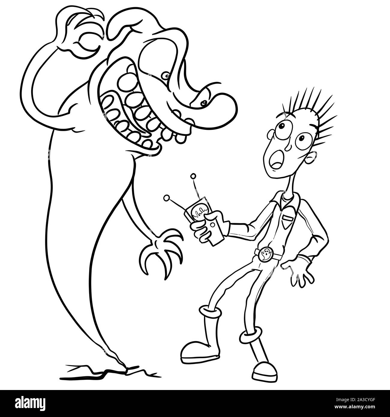 Ghost hunter and ghost illustration Stock Photo - Alamy