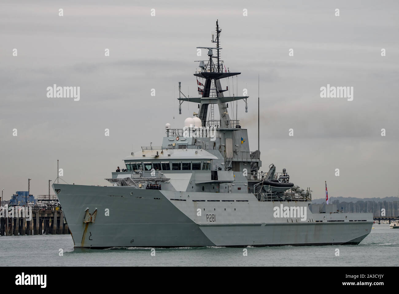 The Royal Navy batch 1 River Class offshore patrol vessel HMS Tyne ...