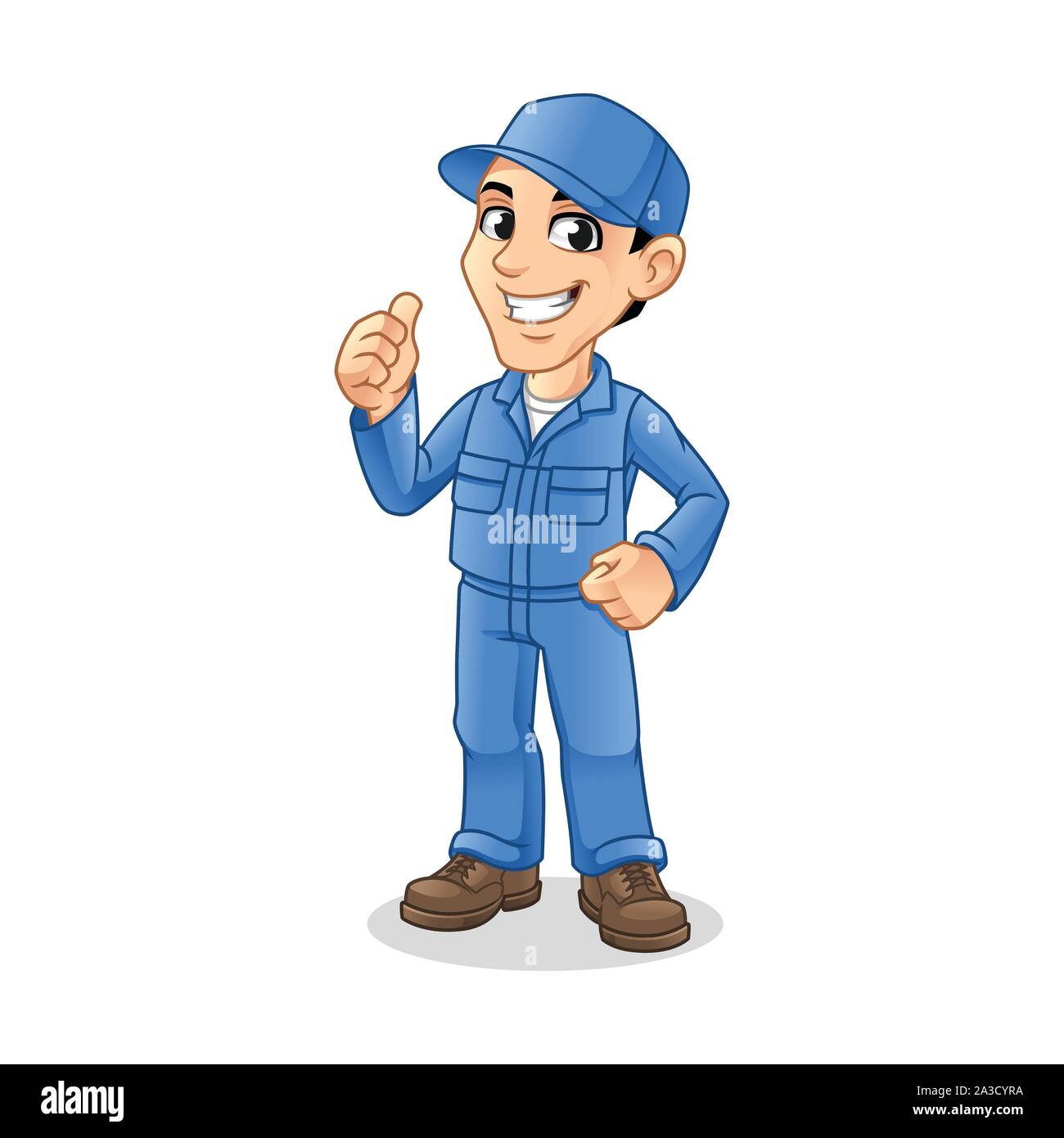 Mechanic Man with Thumbs Up Hand Gesture Sign for Service, Repair or ...