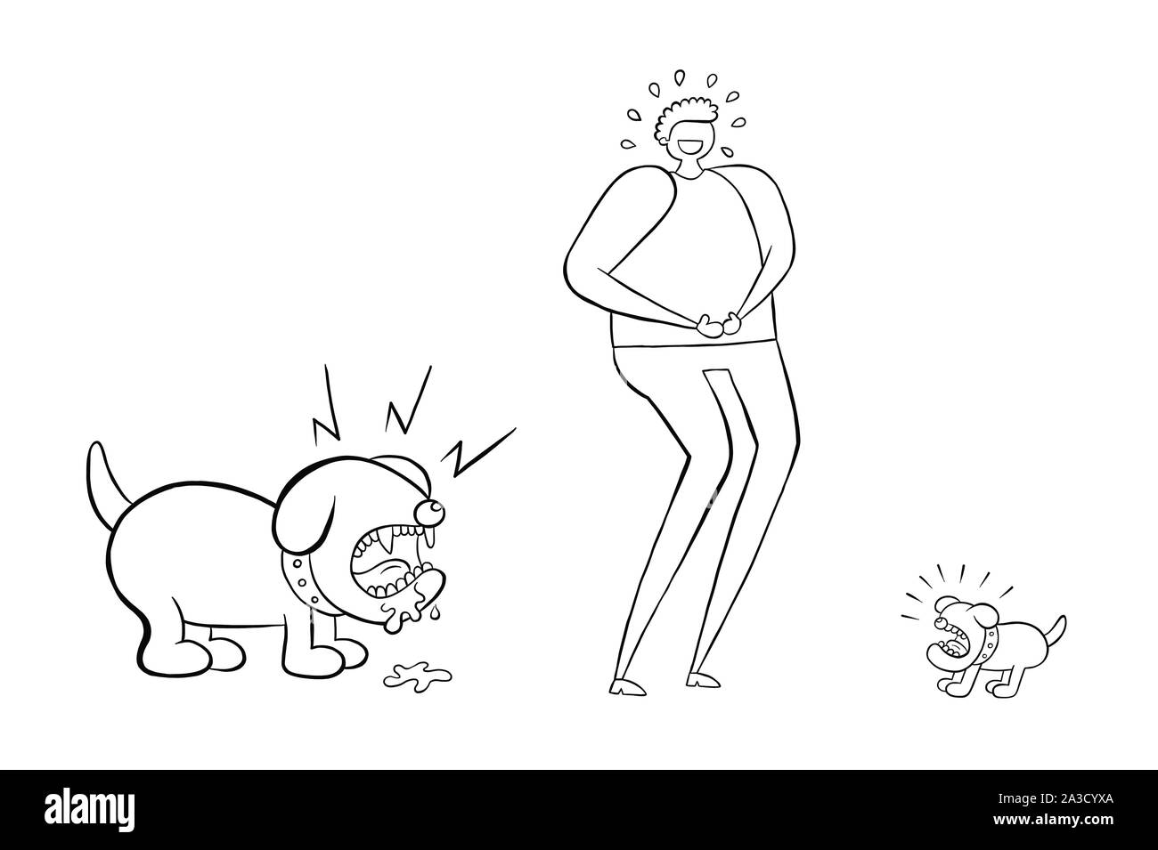 Dog scared man Stock Vector Images - Alamy