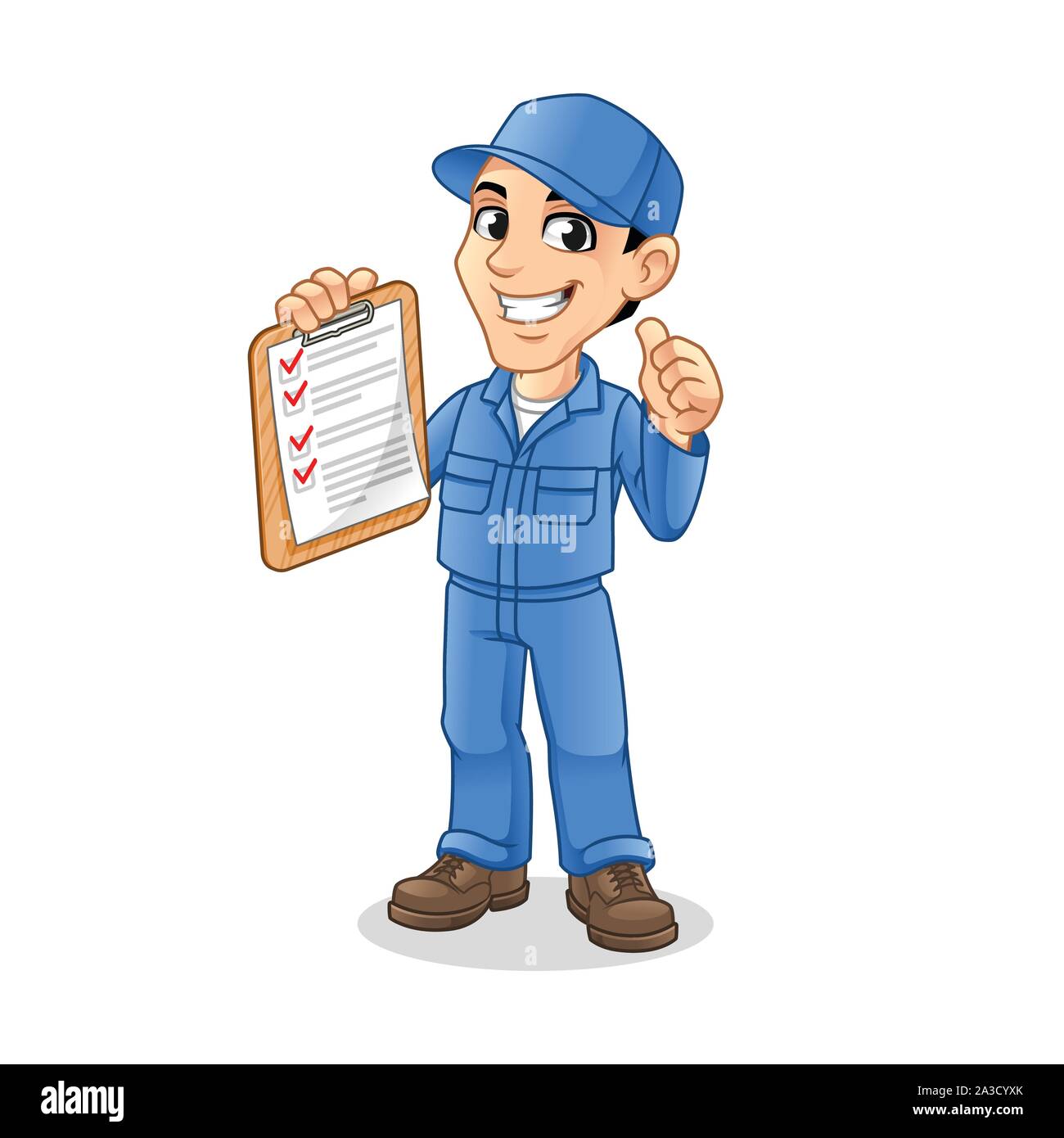 Mechanic Man Holding Clipboard with Thumbs Up Hand in The Other Hand ...