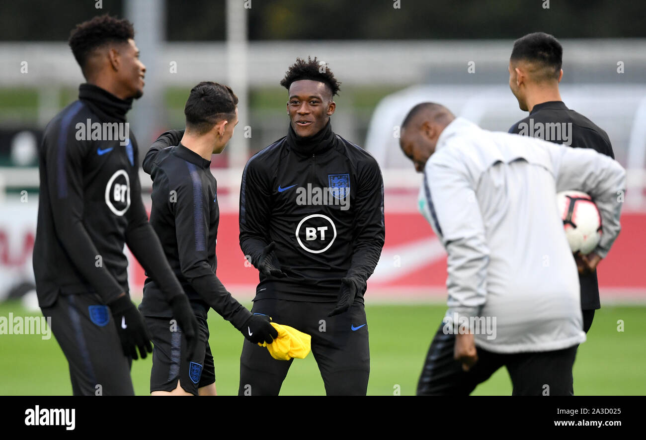 England's Phil Foden (second left) and Callum Hudson-Odoi (centre ...