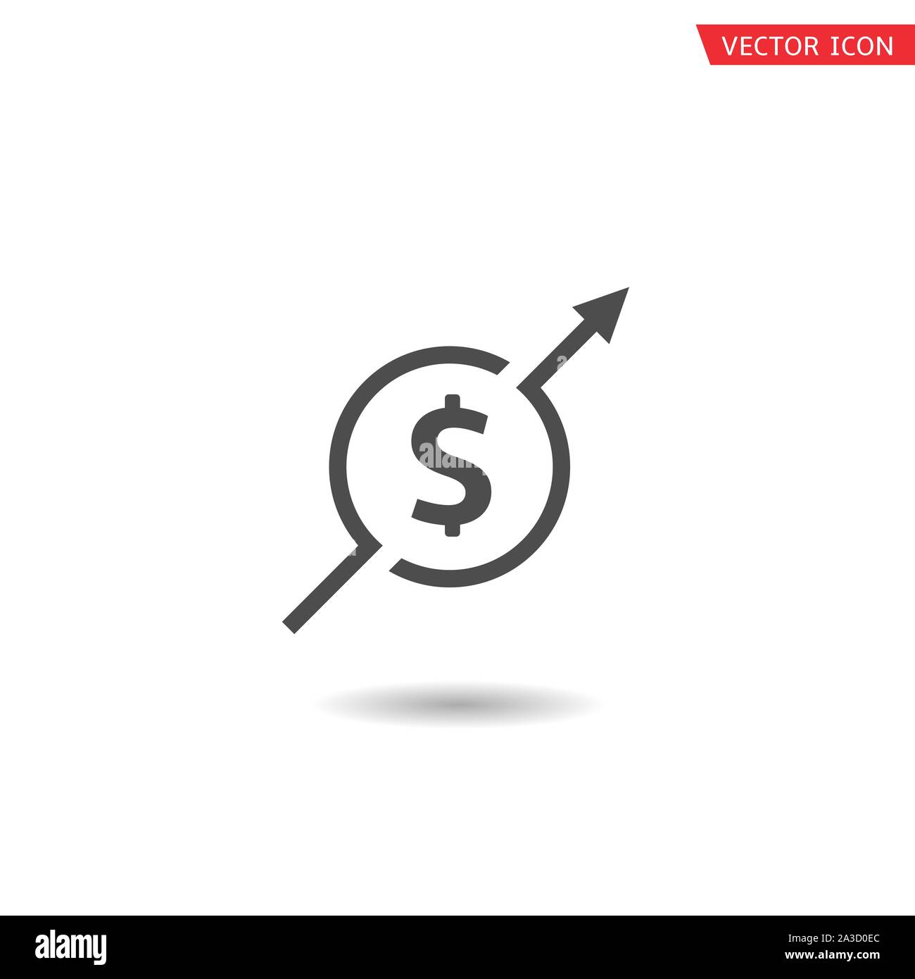 Dollar growth trend symbol. Dollar coin with arrow sign, Vector Stock ...