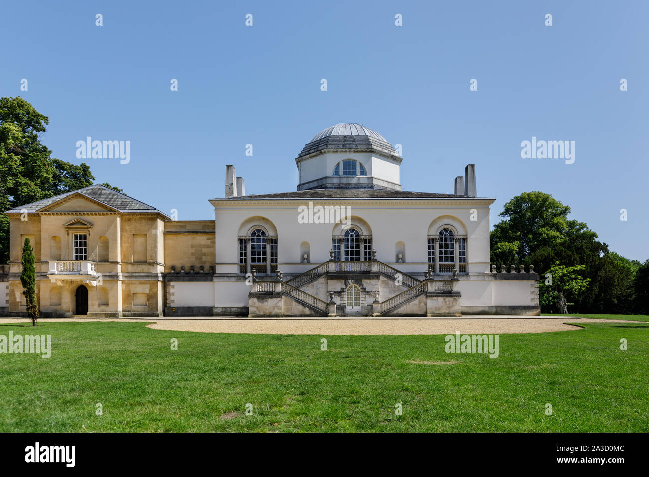 Chiswick House, rear exterior view of historic villa, English Palladian ...