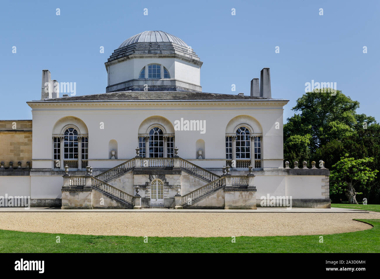 Chiswick House, rear exterior view of historic villa, English Palladian ...