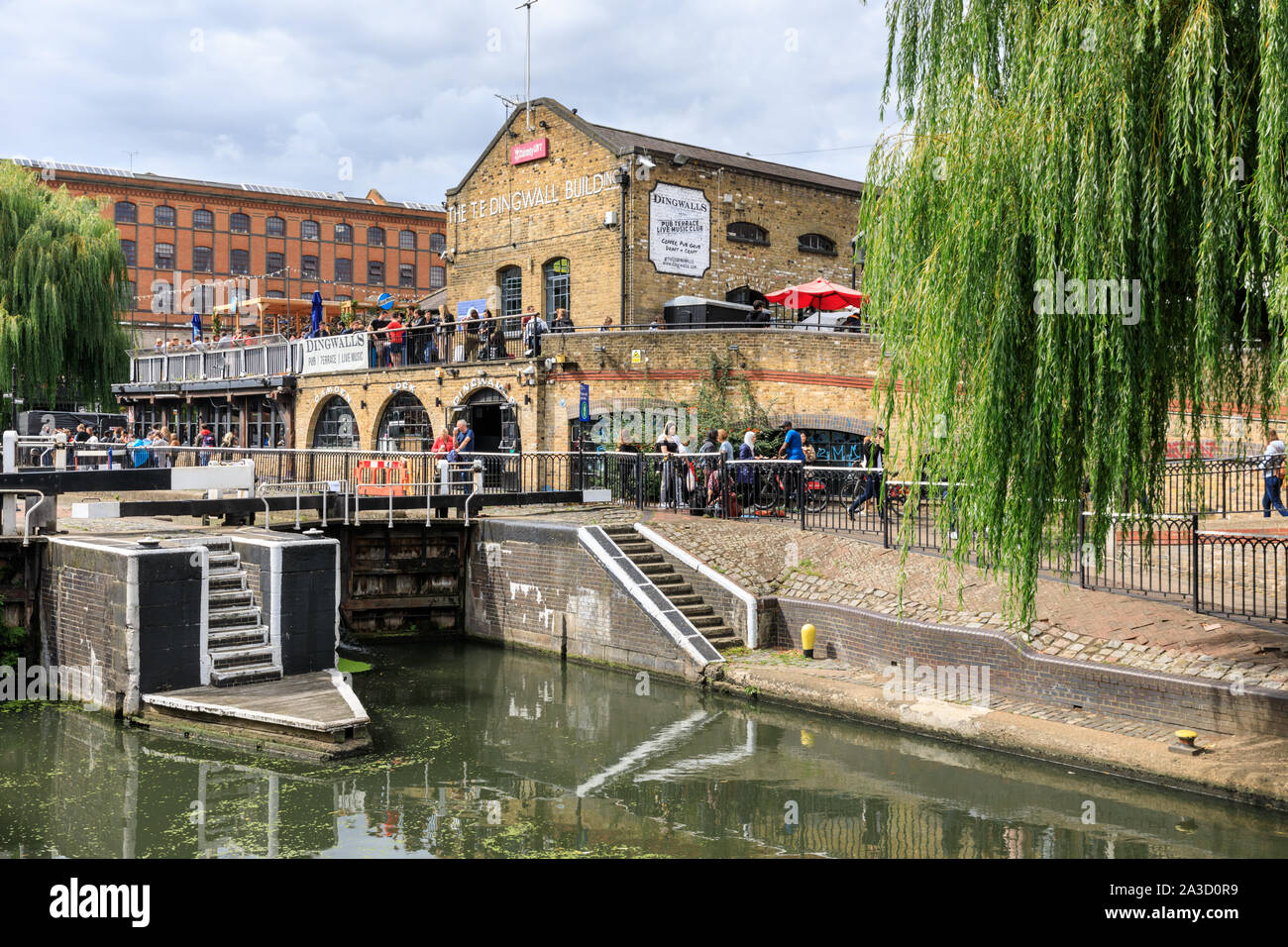 Camden Lock Market, canal and Dingwall Building exterior, Camden Town ...