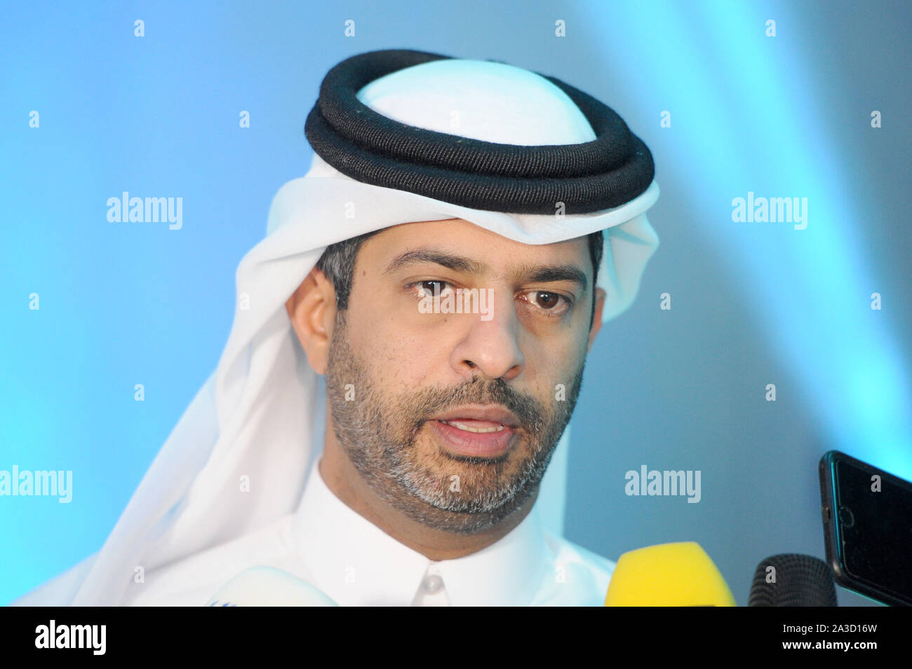 Kuwait City. 7th Oct, 2019. Nasser Al Khater, CEO of the FIFA World Cup ...