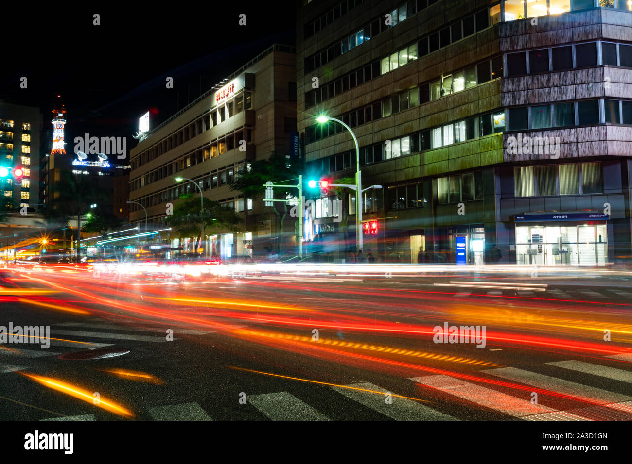 Long exposure capture of traffic in Japan Stock Photo - Alamy