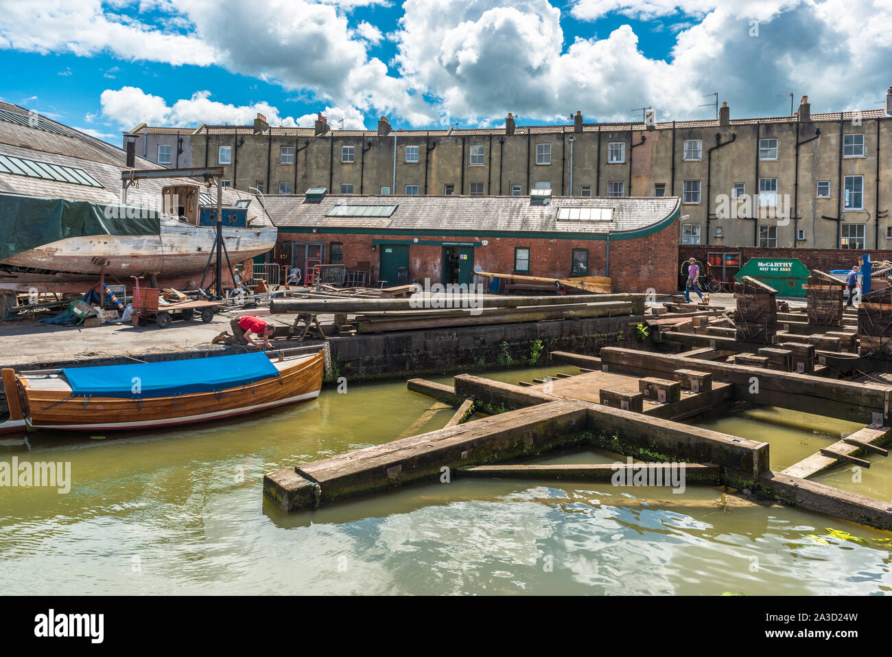 Floating Harbour at Underfall Yard with Victorian pump room, Bristol ...