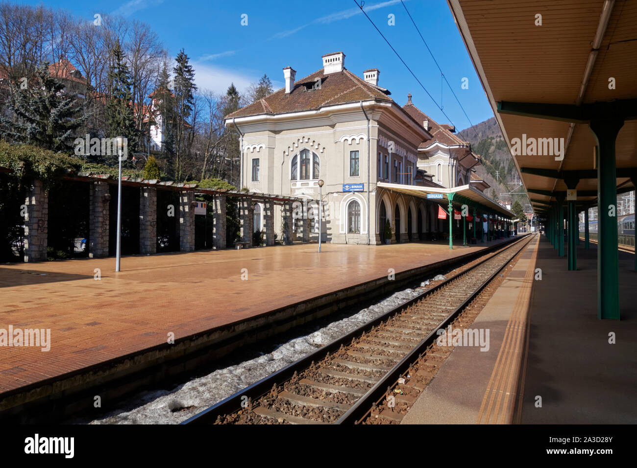 Sinaia railway station, Romania Stock Photo - Alamy