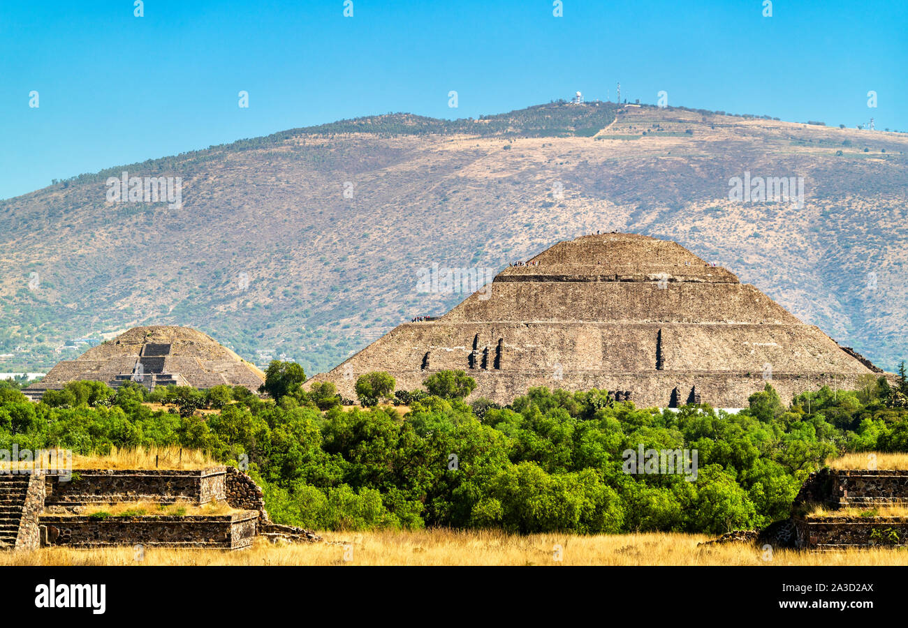 Pyramids of the Moon and of the Sun at Teotihuacan in Mexico Stock ...