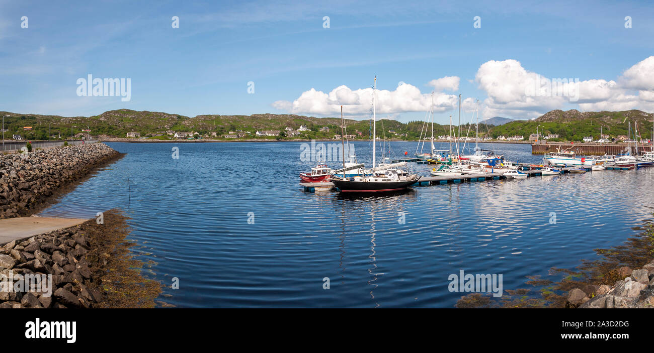 Panoramic view of Lochinver, Assynt, NW Highlands, Scotland Stock Photo ...