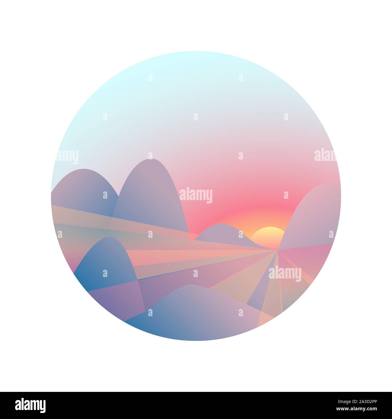 Mountain landscape with sunrise. Sunset gradient art Stock Vector Image ...