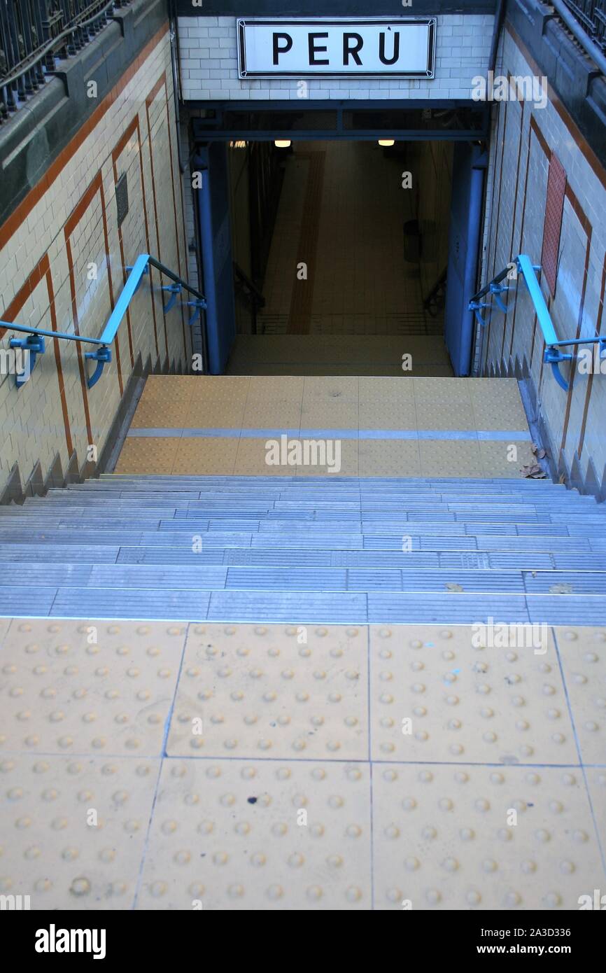 Underground in Buenos Aires. Underground stop entrance in avenida de ...