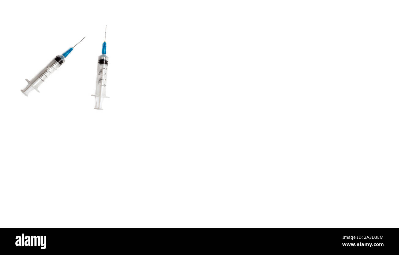 Medical syringe isolated over white background, injection needles for ...