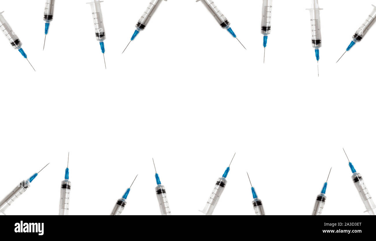 Medical syringe isolated over white background, injection needles for ...