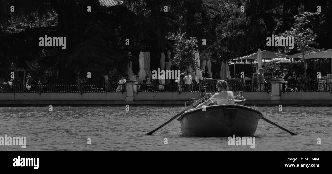 Two girls in a boat Black and White Stock Photos & Images - Alamy