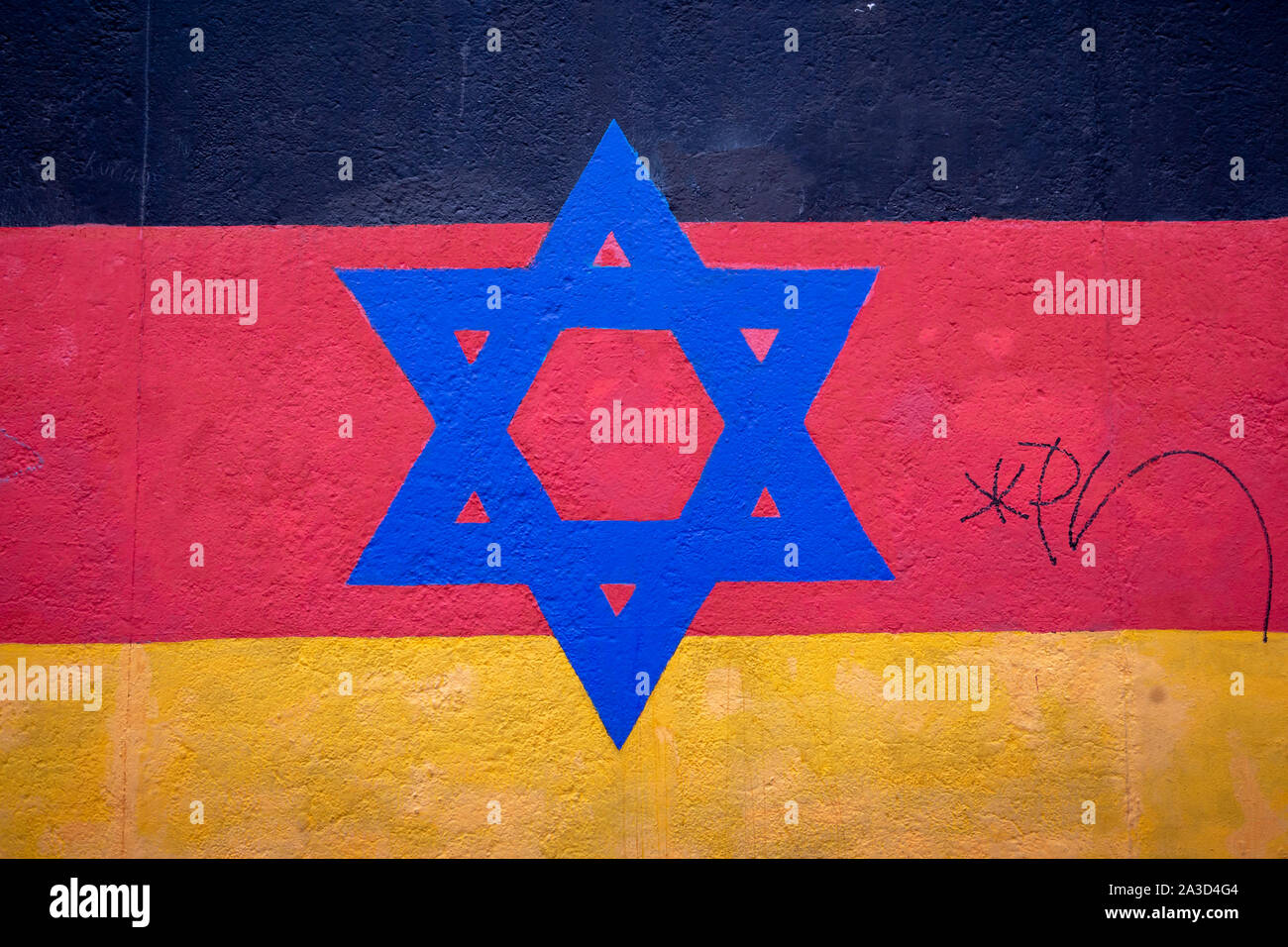 jewish symbol painted over german flag Stock Photo - Alamy