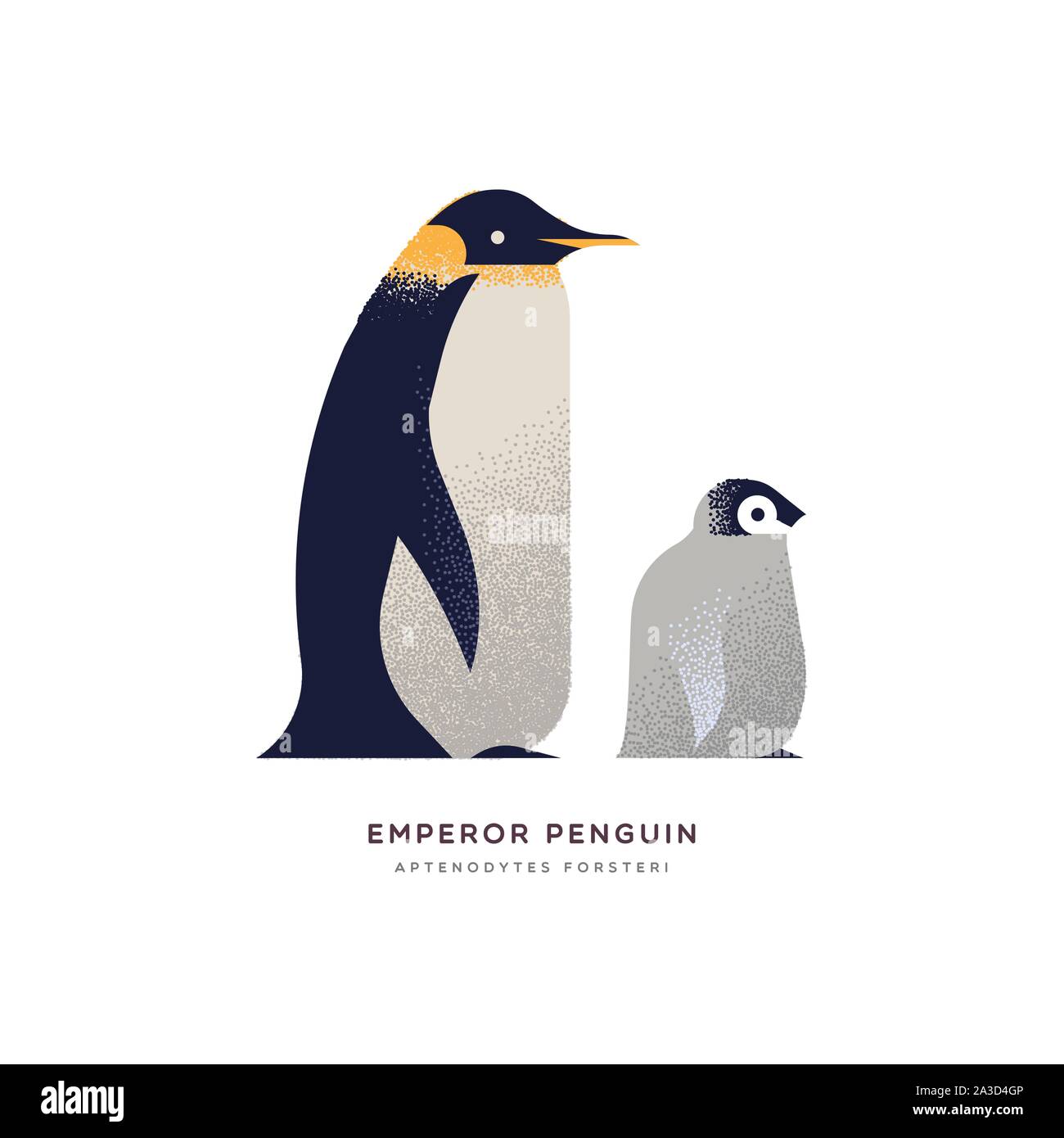 Emperor penguin illustration on isolated white background, endangered ...
