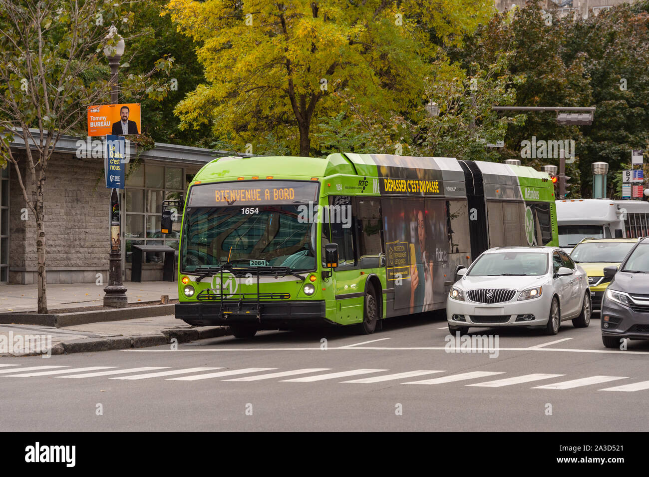 Quebec City, Canada - 4 October 2019: A RTC Bus on Rue de la Couronne ...