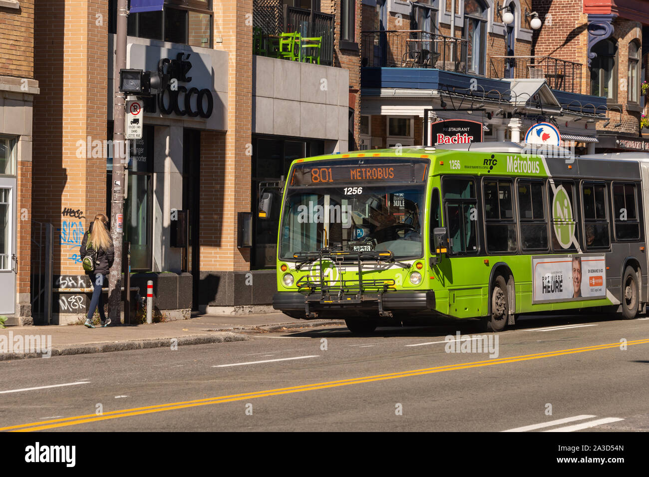 Quebec City, Canada - 5 October 2019: A RTC Bus on Rene Levesque Bld ...