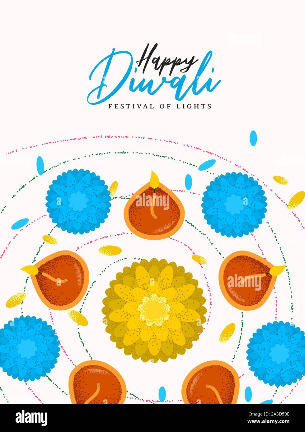 Happy Diwali festival greeting card illustration of traditional hindu ...