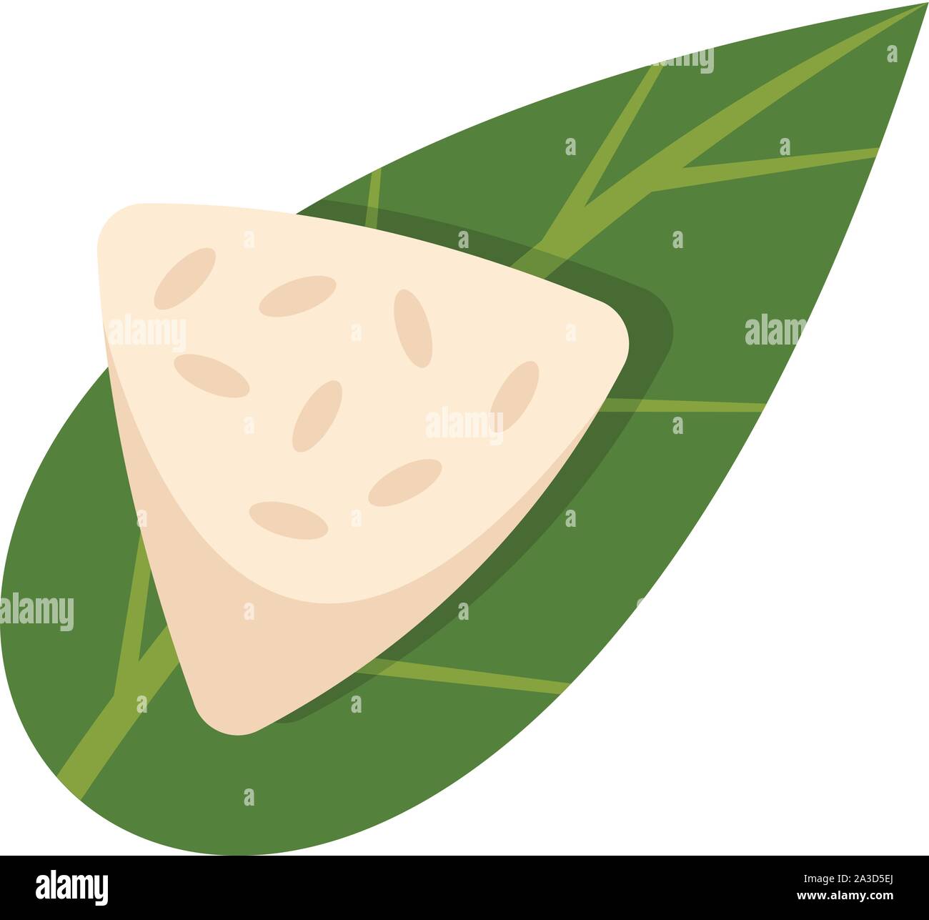 Rice on leaf icon. Flat illustration of rice on leaf vector icon for ...