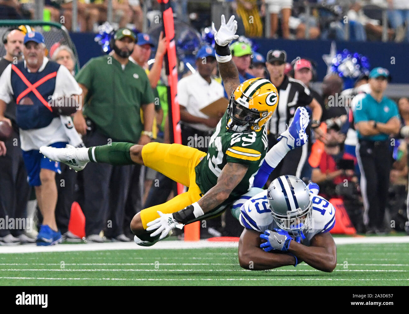 Oct 6, 2019: Dallas Cowboys wide receiver Amari Cooper #19 is brought ...