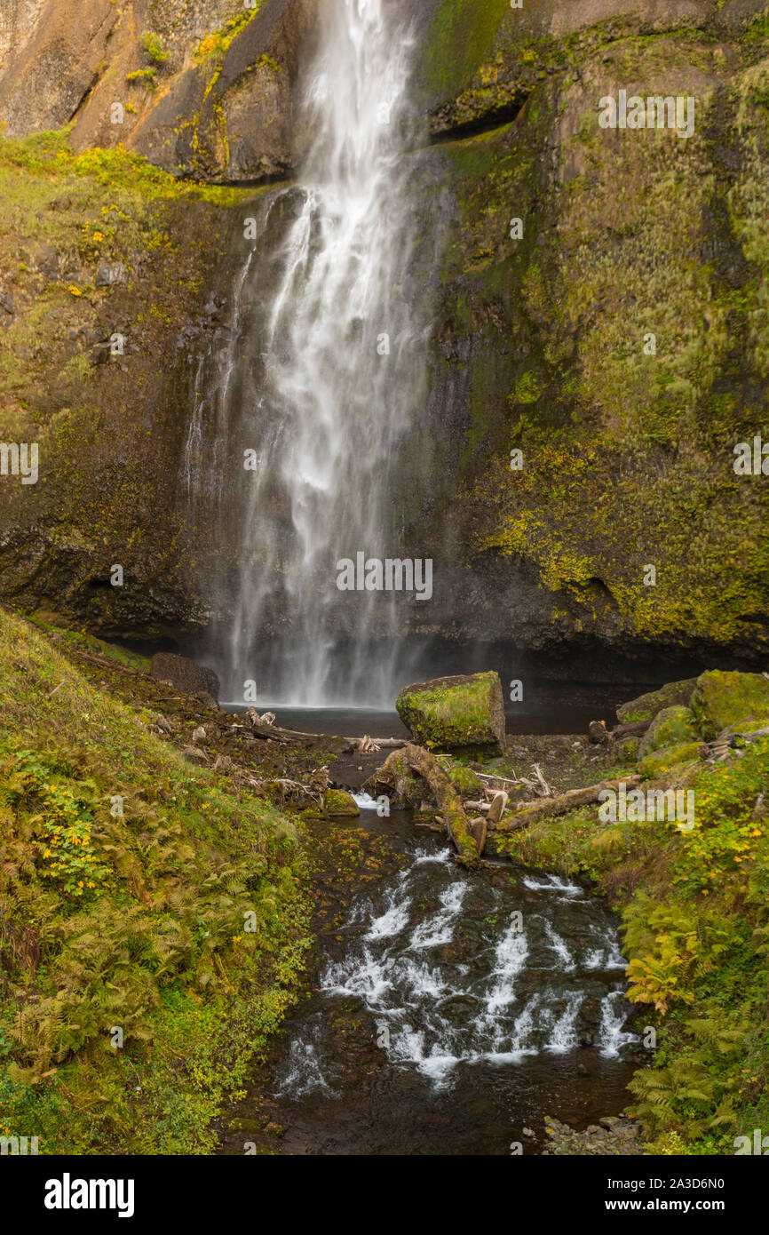 The lower part of the first level of the Multnomah waterfall located at ...