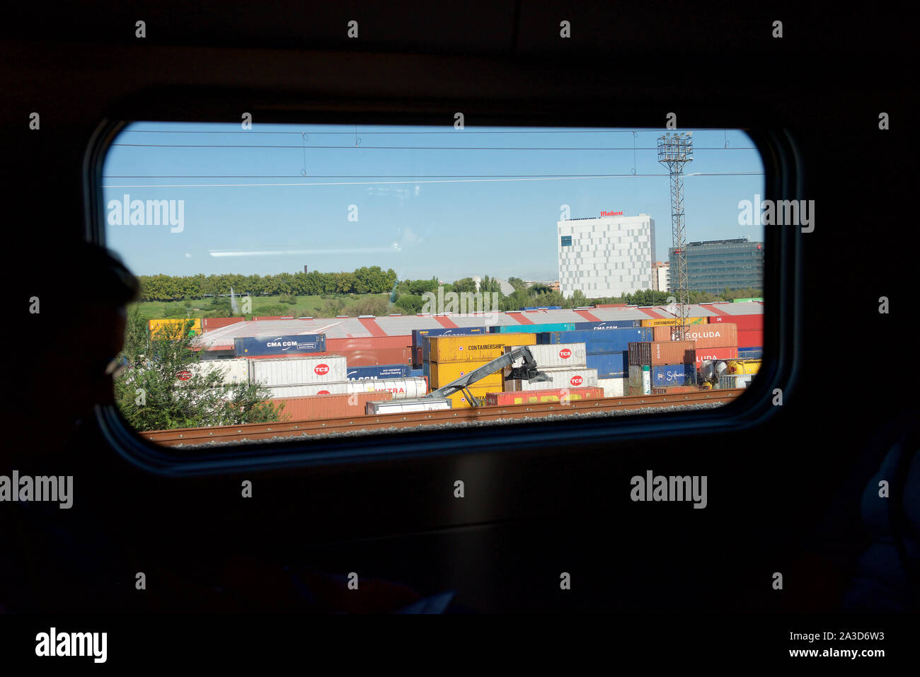 View from a window in a passenger train Stock Photo - Alamy