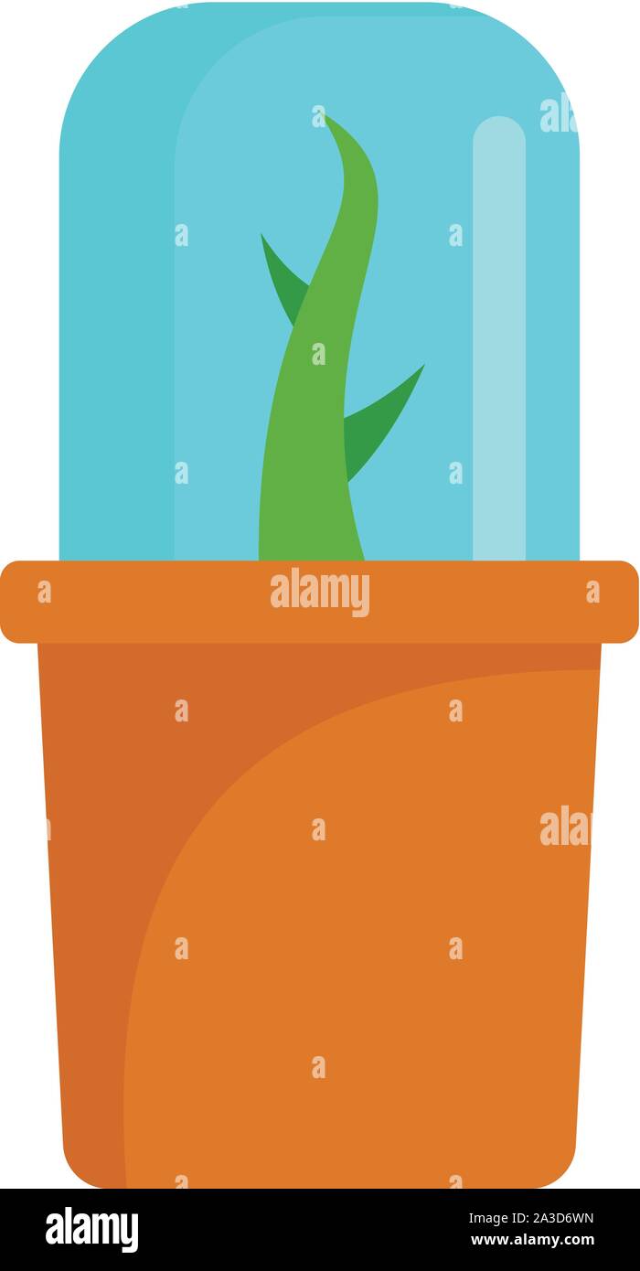 Glass plant pot icon. Flat illustration of glass plant pot vector icon ...