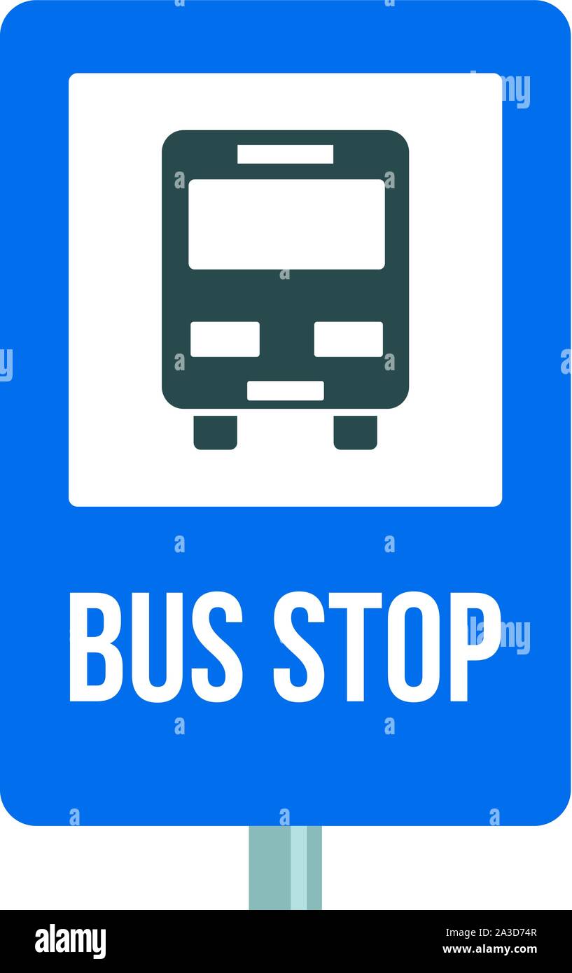 City bus stop sign icon. Flat illustration of city bus stop sign vector ...