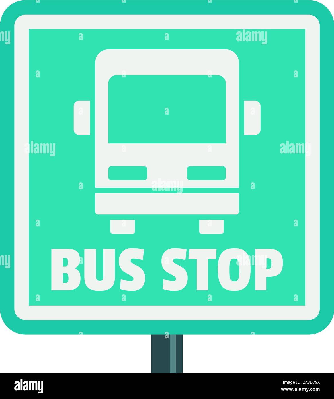 Square bus stop sign icon. Flat illustration of square bus stop sign ...