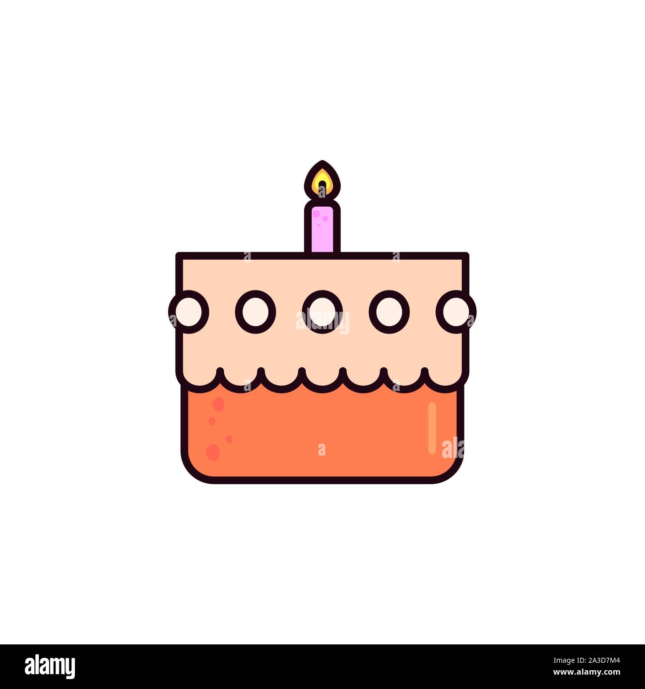 birthday cake with candle in white background vector illustration ...