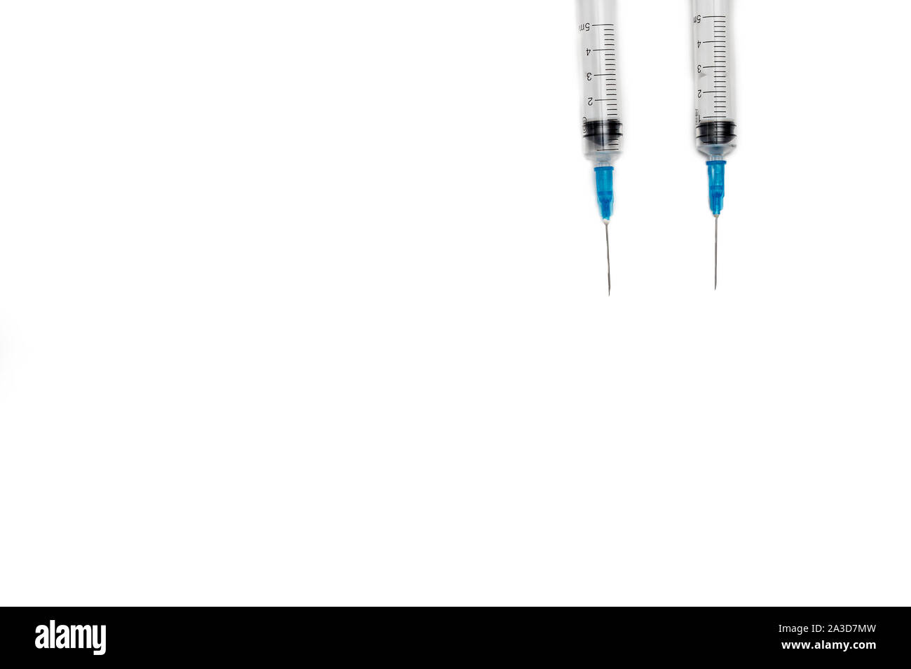 Medical syringe isolated over white background, injection needles for ...