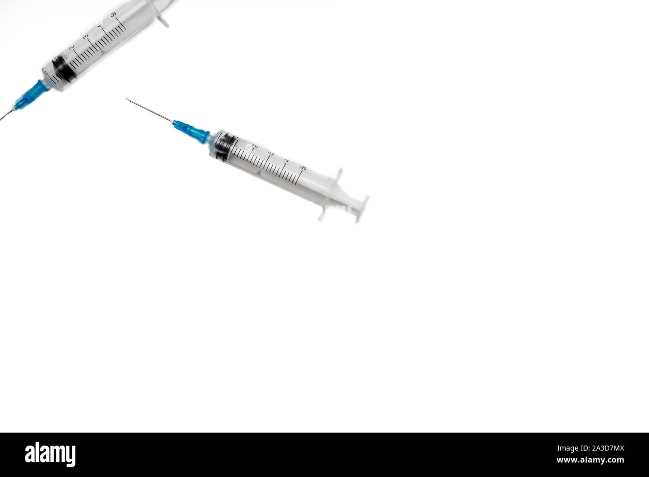 Medical syringe isolated over white background, injection needles for ...