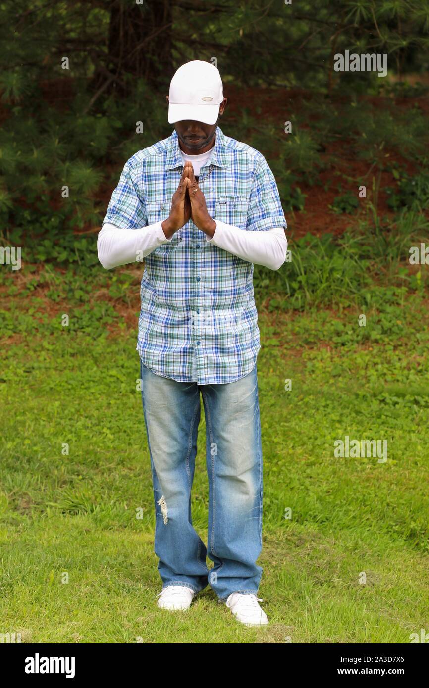 Christian prayer in the woods hi-res stock photography and images - Alamy