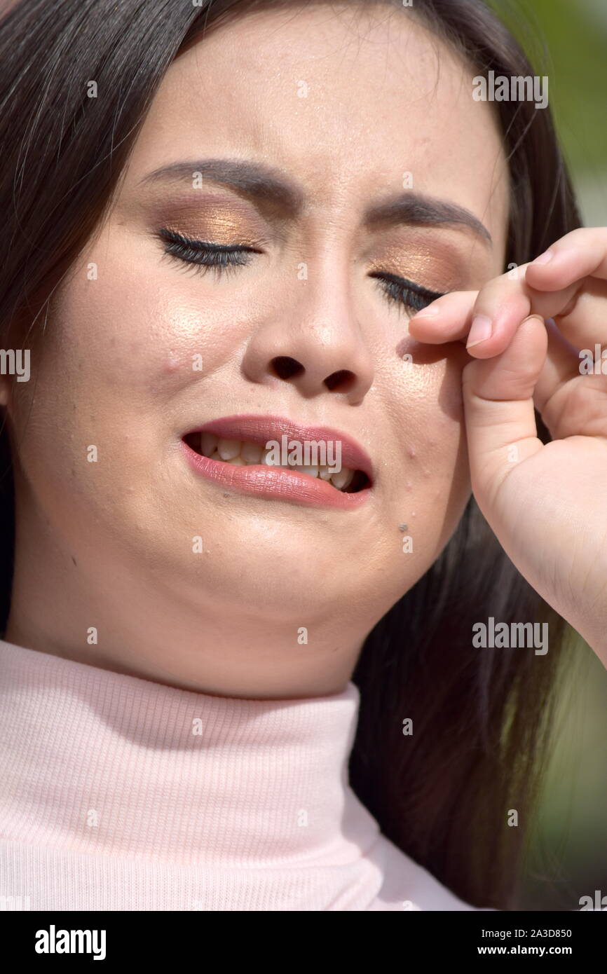 An A Tearful Female Woman Stock Photo - Alamy
