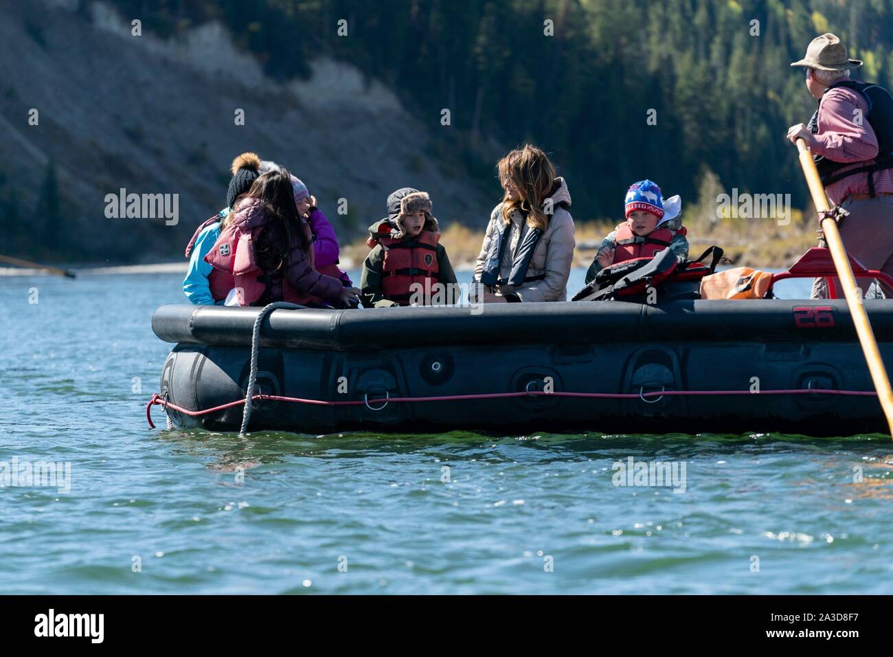 U.S First Lady Melania Trump joins in a river raft tour with 4th grade ...