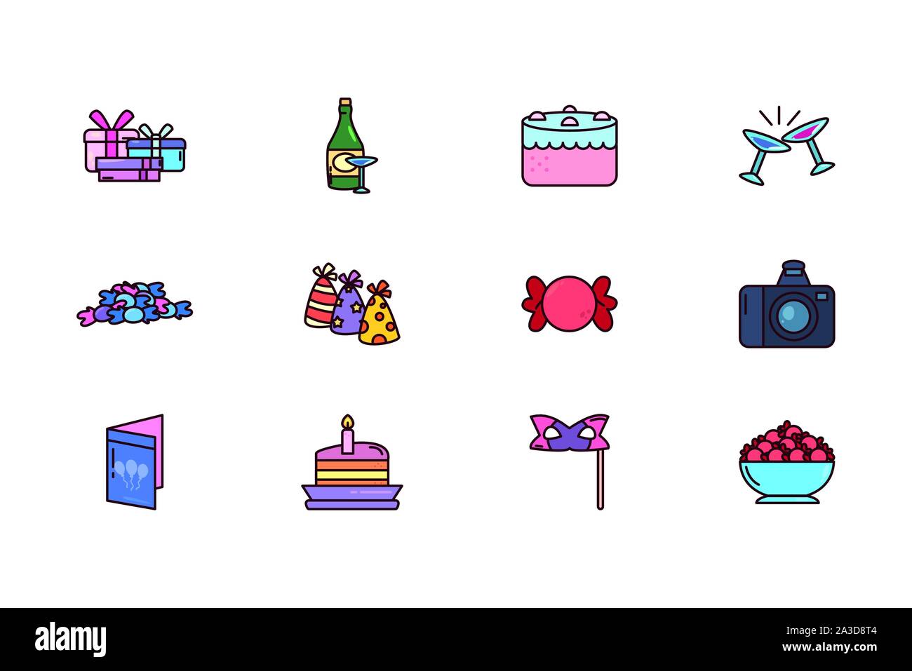 bundle birthday with icons set vector illustration design Stock Vector ...