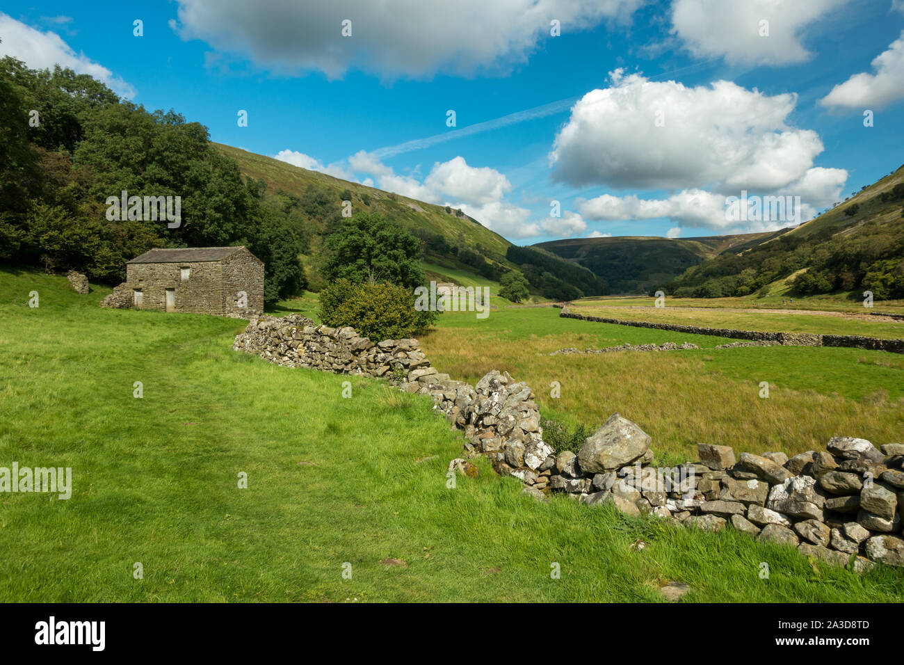 Stunning views of picturesque Swaledale from the riverside path next to ...