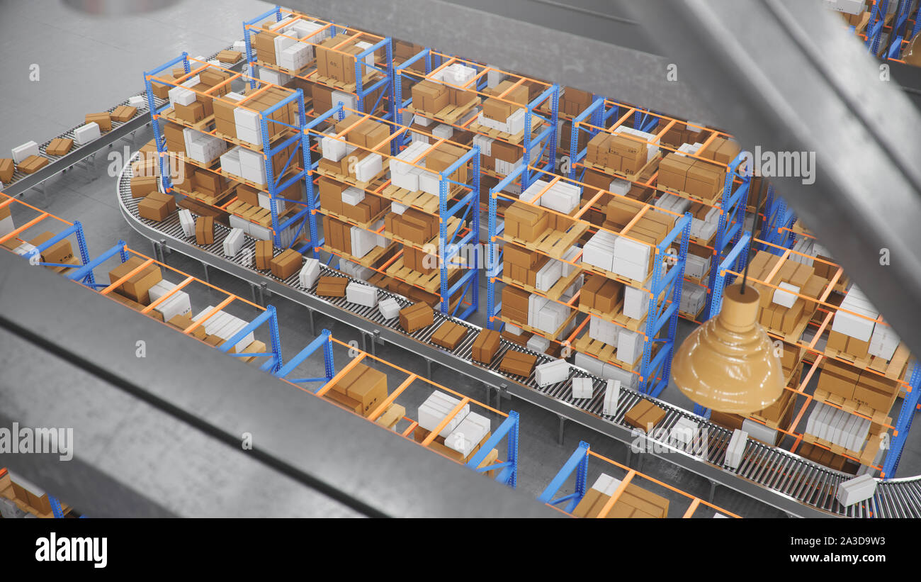 Packages delivery, parcels transportation system concept, cardboard ...