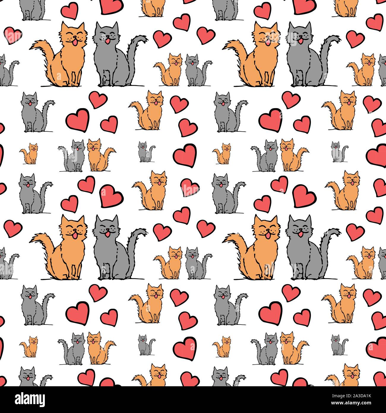 Seamless pattern cat heart Stock Vector Images - Alamy
