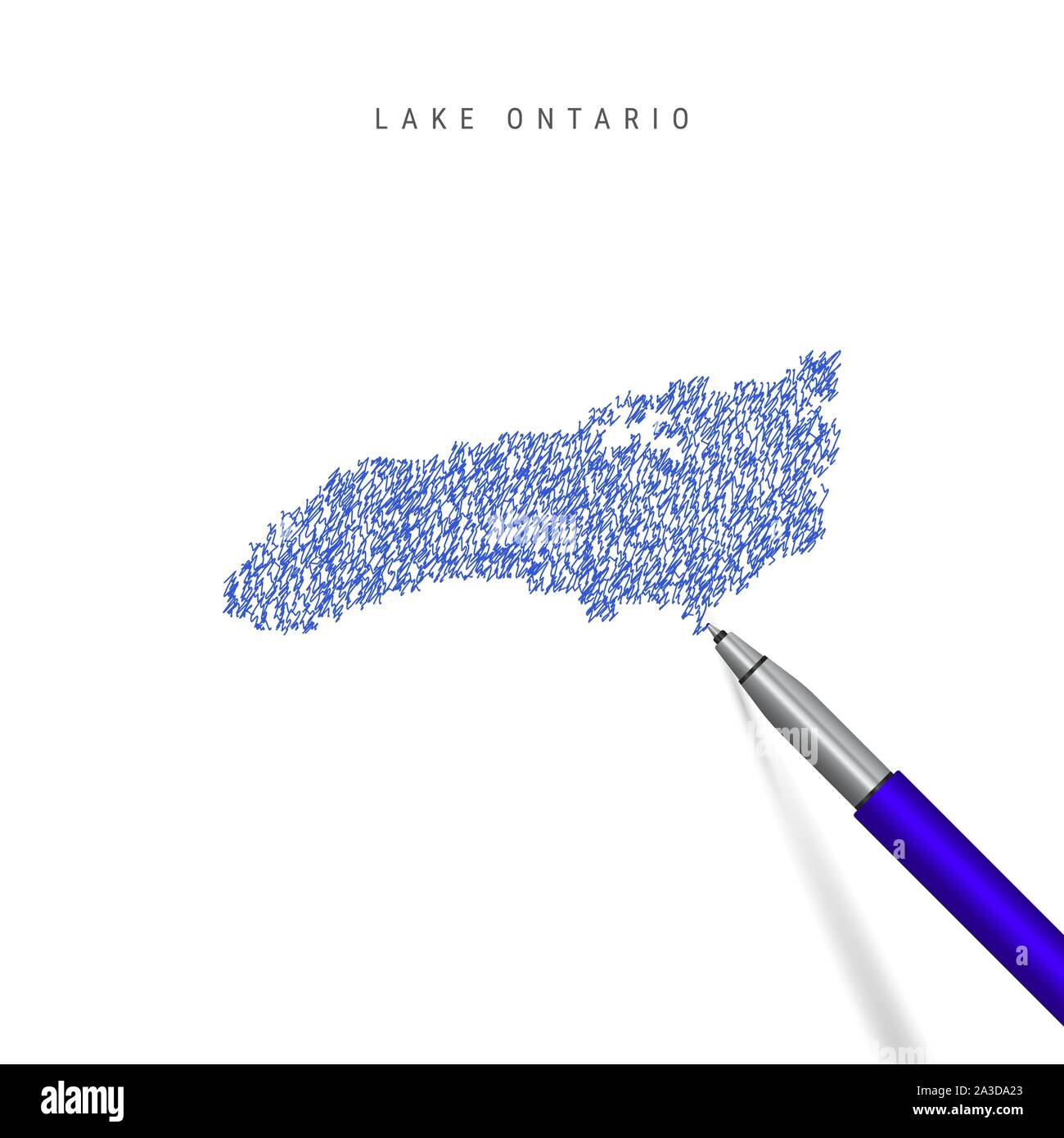 Lake Ontario, one of the Great Lakes sketch scribble map isolated on ...