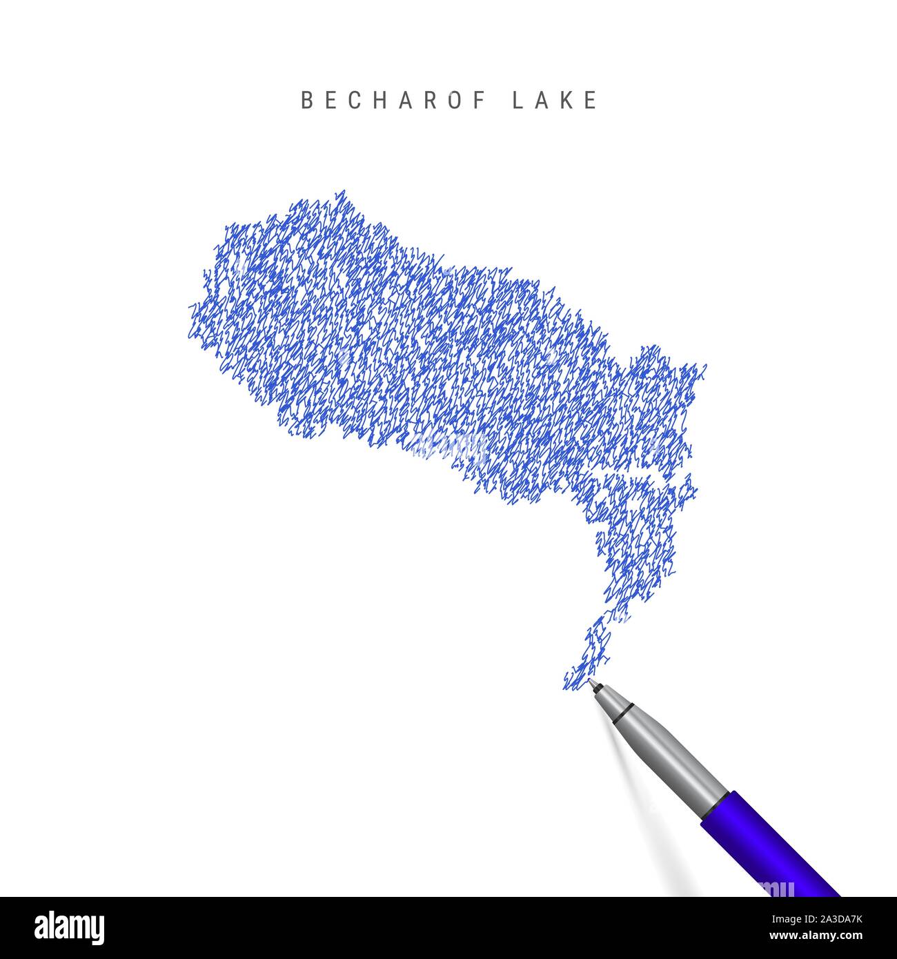 Becharof Lake sketch scribble map isolated on white background. Hand ...