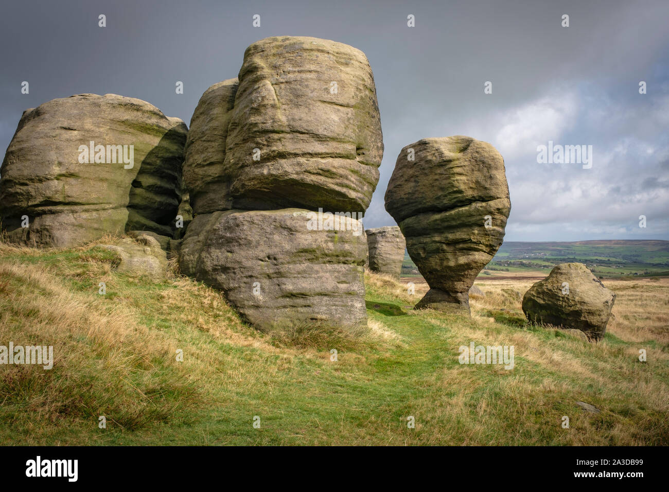 The Bridestones, Gritstone rock formations near Todmorden, West ...
