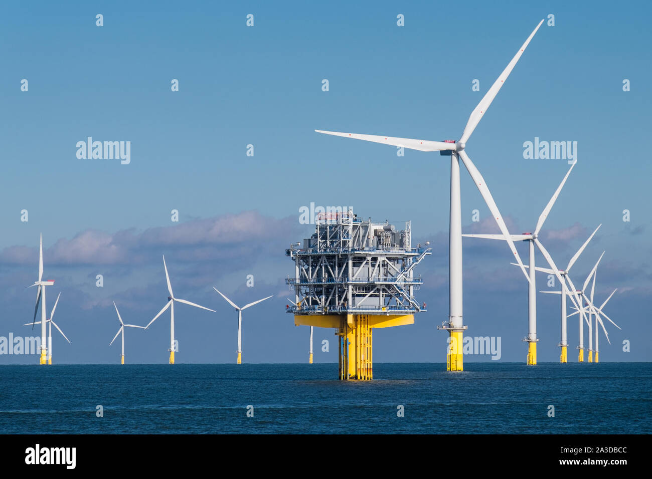 Some of the 175 turbines and one of the two offshore substations on the ... Some of the 175 turbines and one of the two offshore substations on the ...