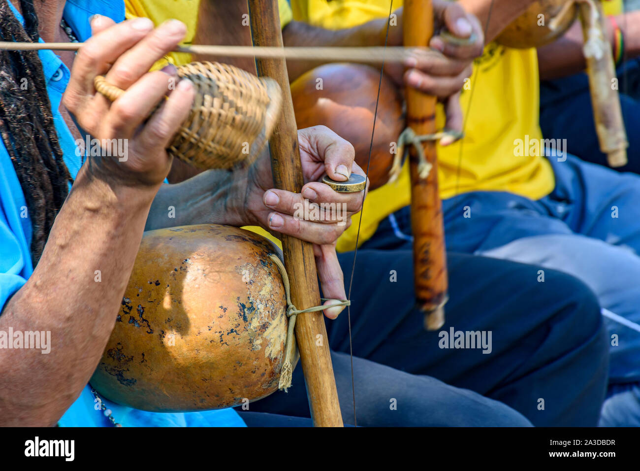 Brazilian musical instrument called berimbau and usually used during ...